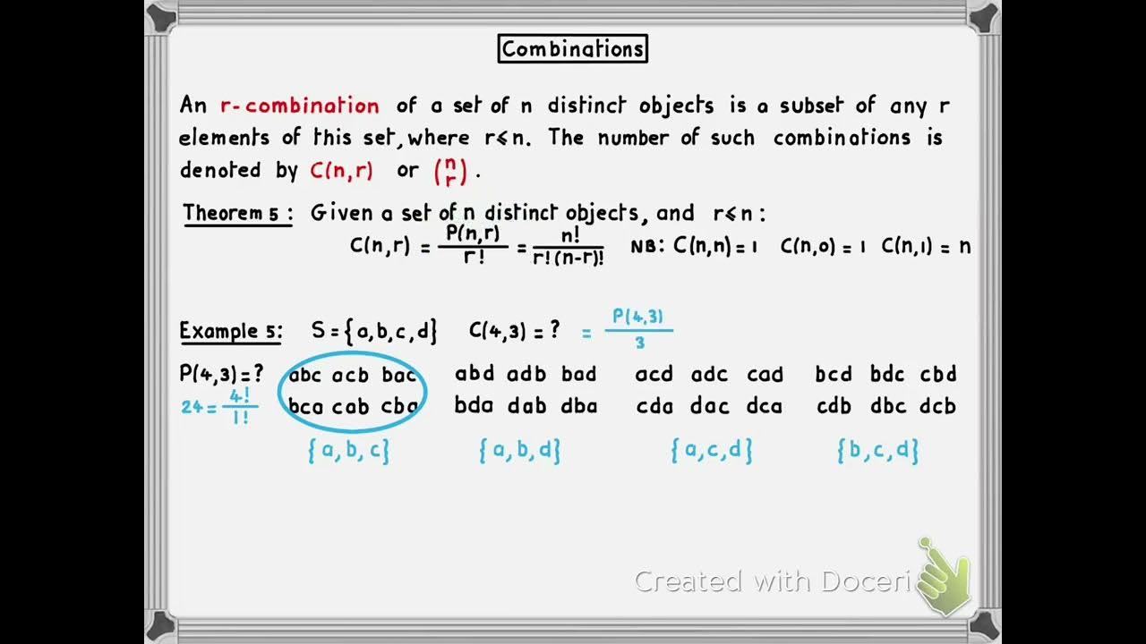Discrete Structures [Lecture 31 / Segment 3] - Combinations, r-combinations - YouTube