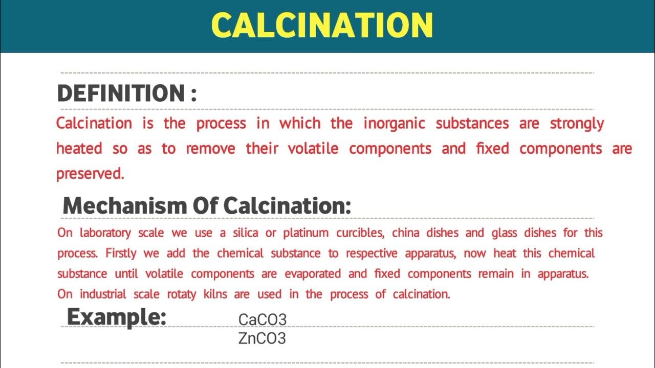 Calcination || Introduction And Application Of Various Processes In Pharmacy || Pharmaceutics-1 ...