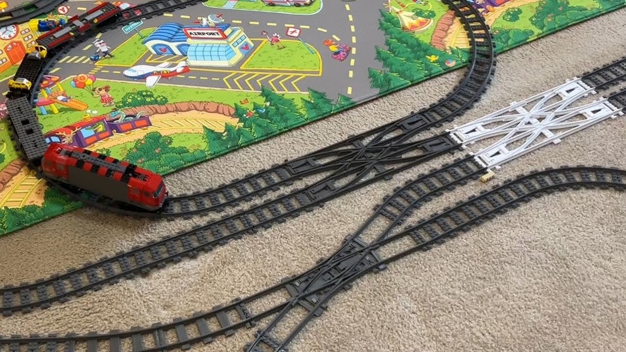 Lego Train railway with some 3D printed junctions. - YouTube
