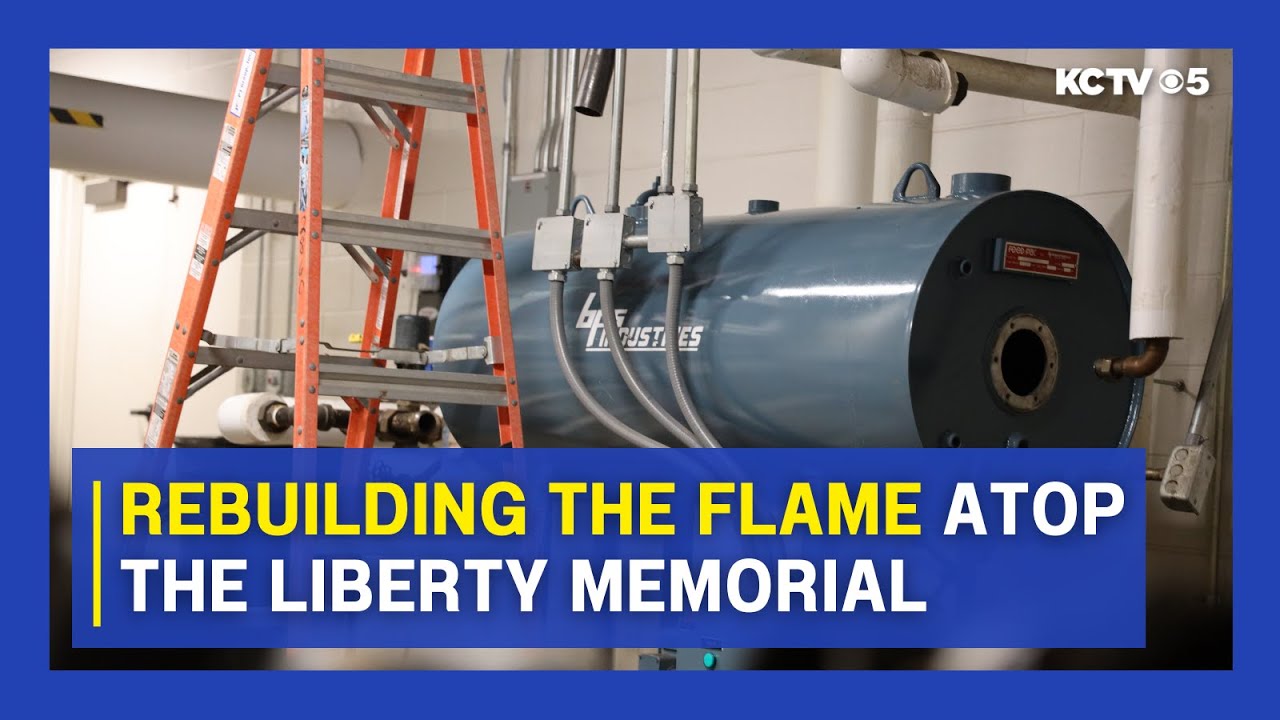Rebuilding the flame atop the Liberty Memorial - YouTube