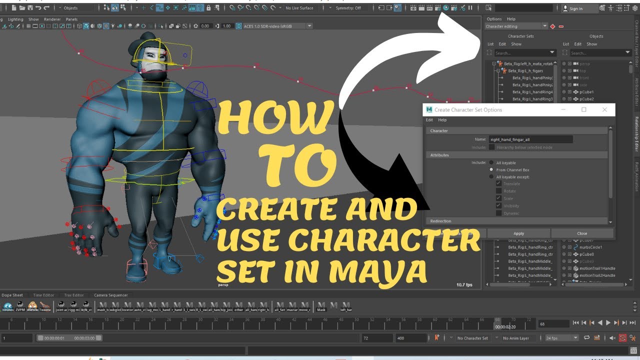 HINDI TUTORIAL: HOW TO CREATE AND USE CHARACTER SET IN MAYA - YouTube