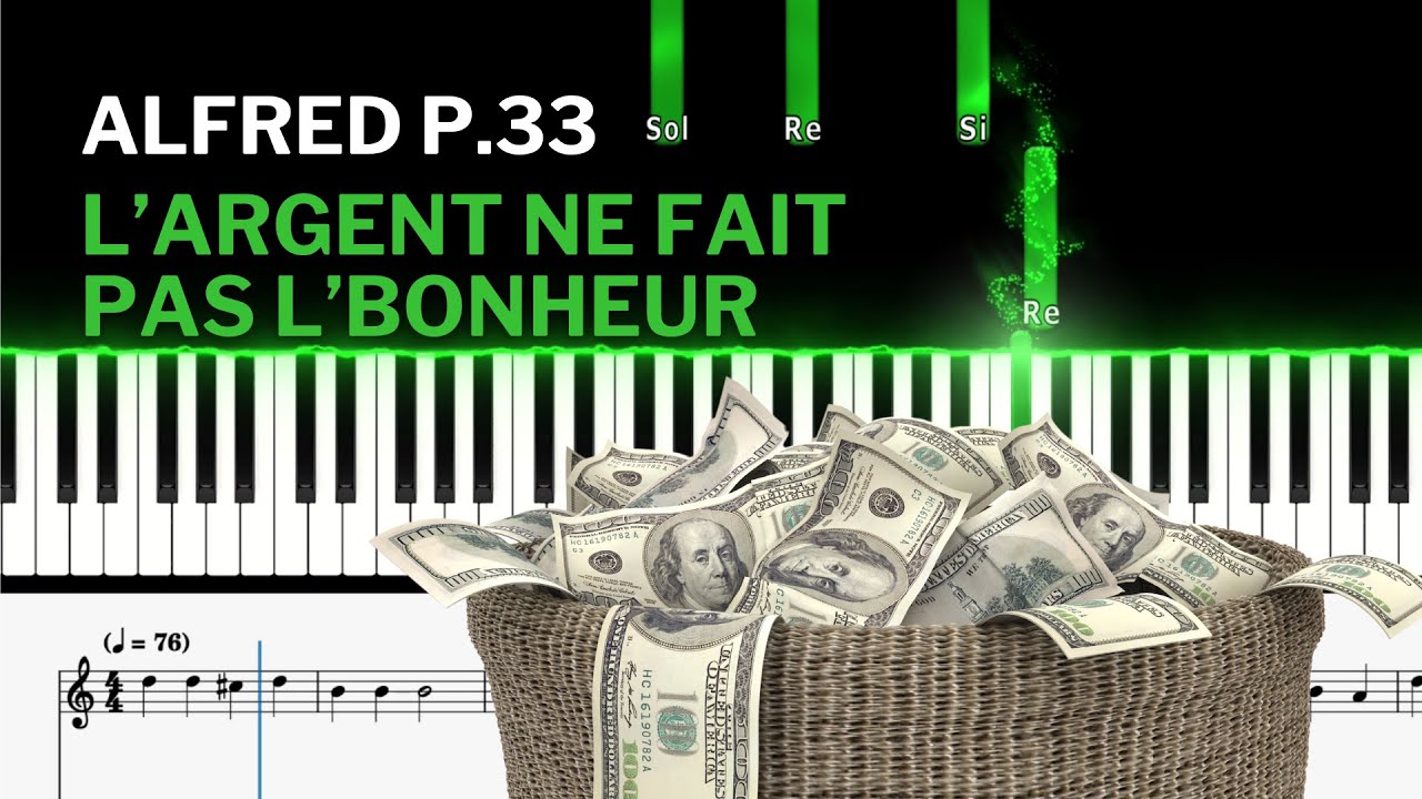 Méthode Alfred page 33, L'argent ne fait pas l'bonheur - Tuto piano facile pour débutants - YouTube