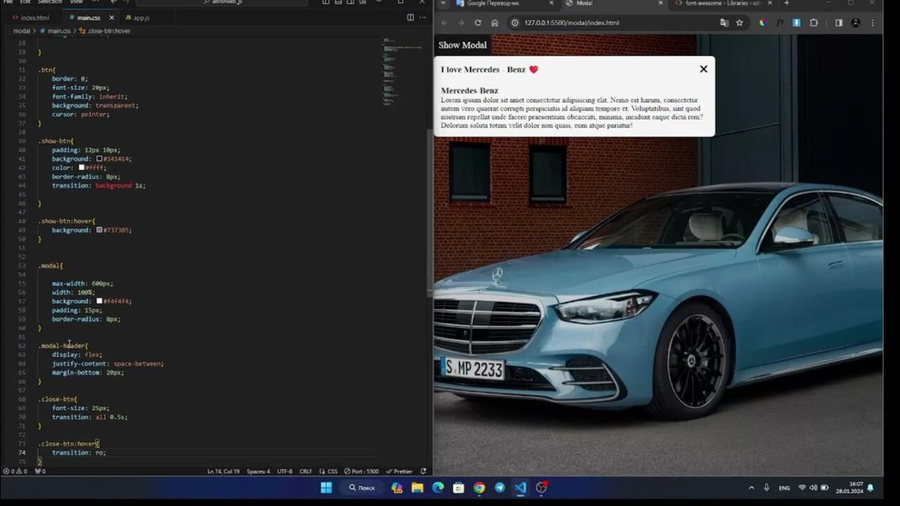 Show modal html css js #modal #showmodal - YouTube