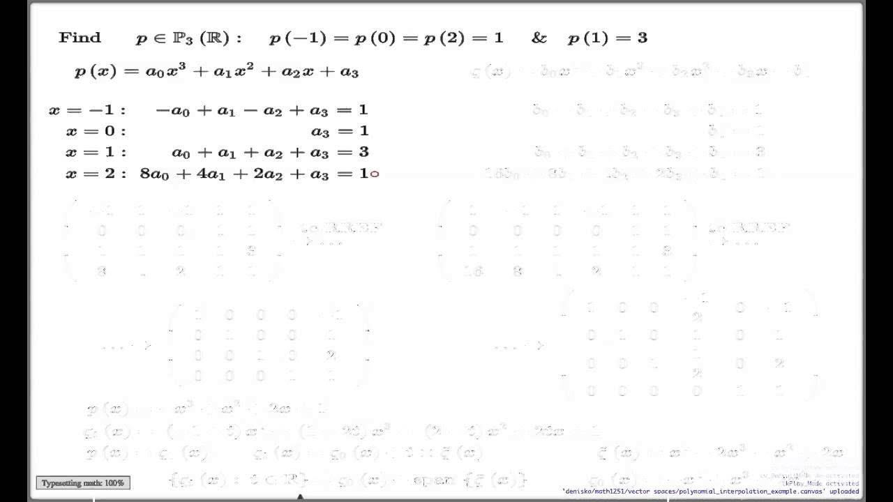Example of polynomial interpolation, Part I - YouTube