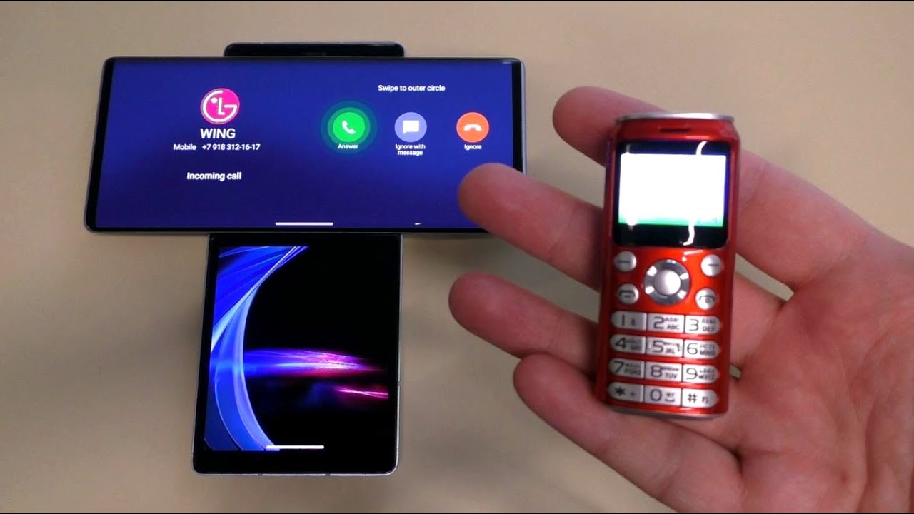 LG Wing vs mini Phone Incoming Call - YouTube