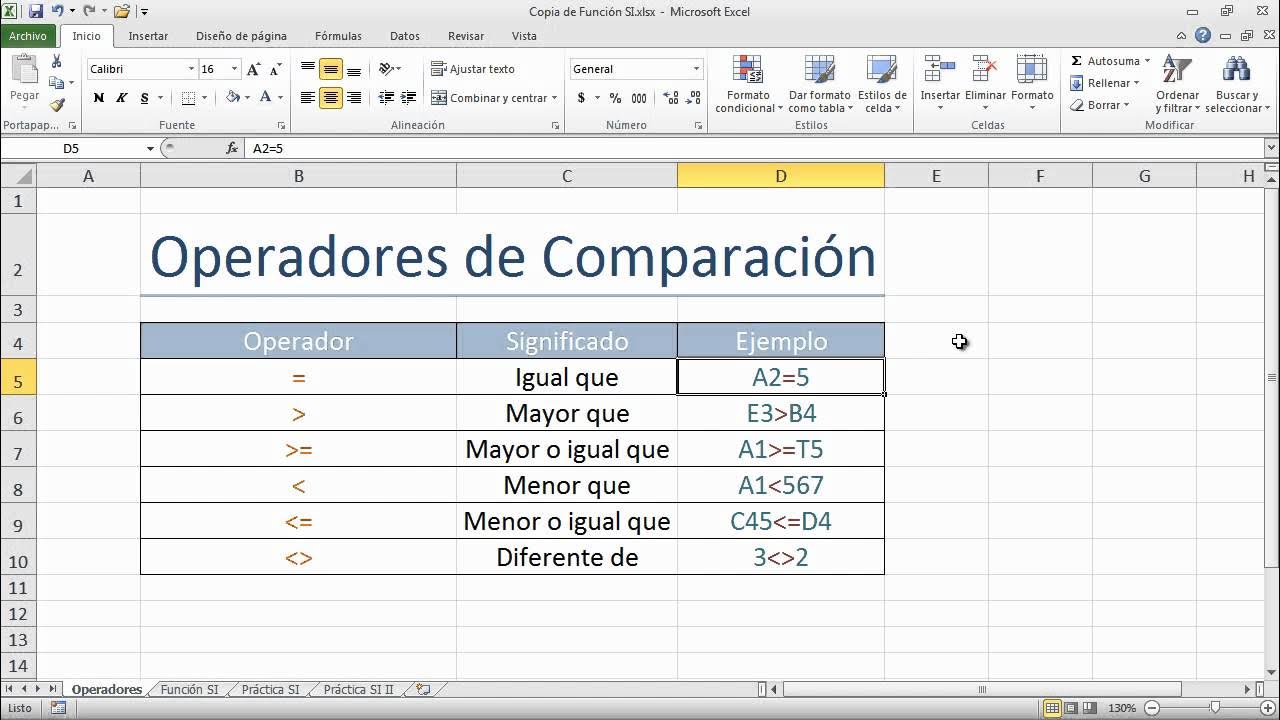 Excel Funciones Lógicas Operadores Video Curso Capítulo 5 Las Funciones 11 - YouTube