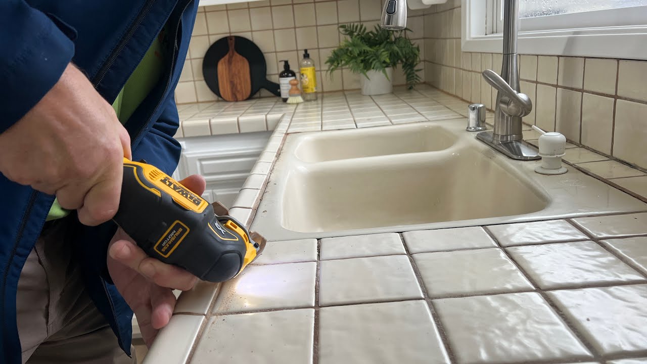 Kitchen Counter Regrouting and Patching! Old Counter! - YouTube