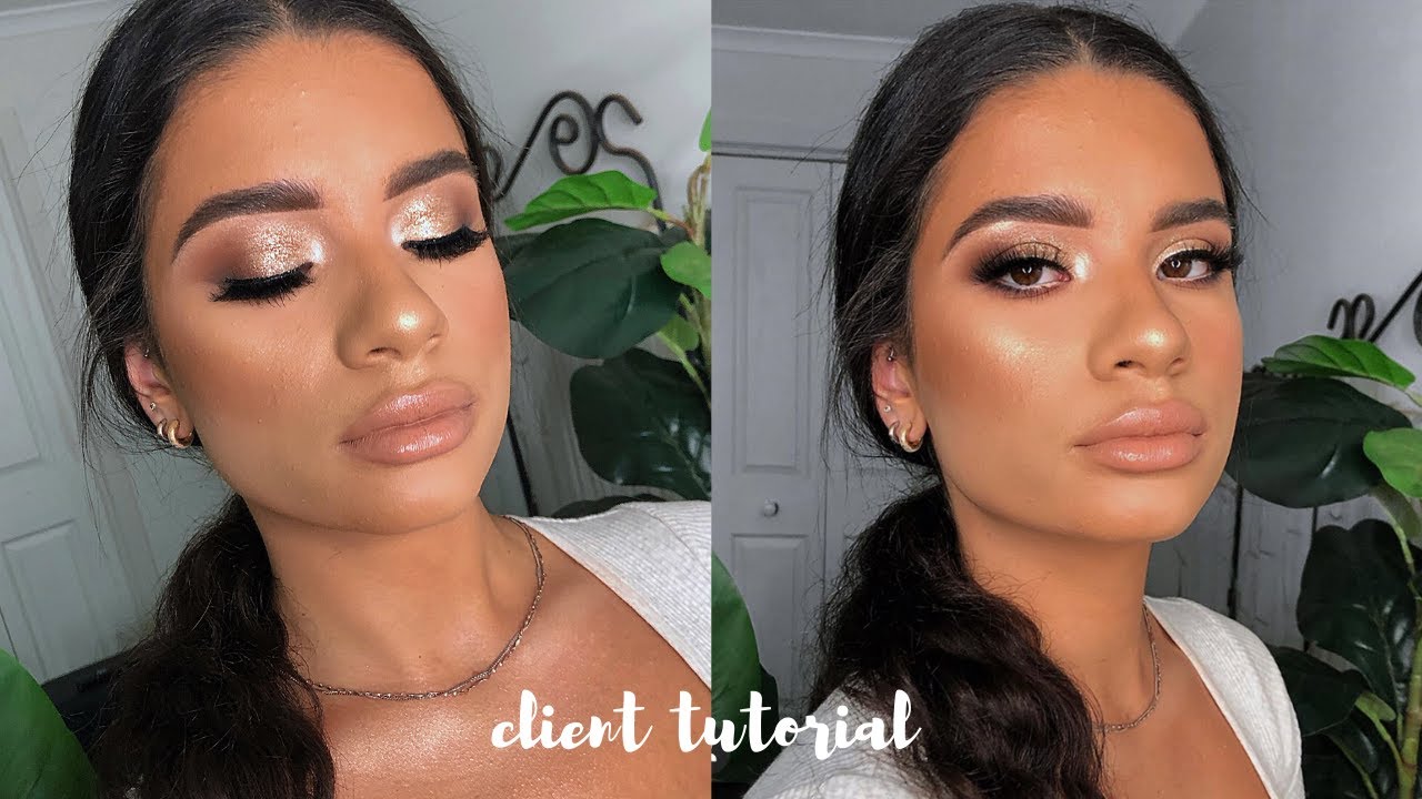 Soft, blown out glittery glam! Client tutorial - YouTube