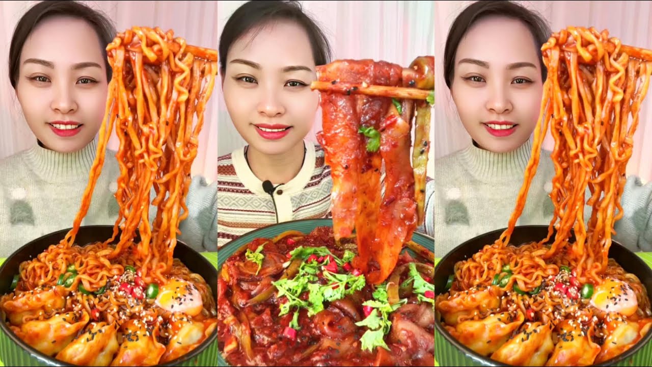 Chinese food challenge spicy noodles 먹방 | Rice noodle, Eating fire ...
