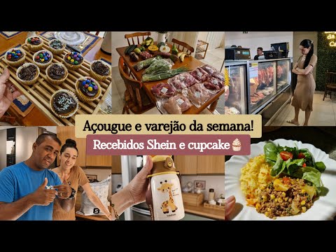 AÇOUGUE E VAREJÃO DA SEMANA🍏Recebidos SHEIN, rotina, tive que devolver o espelho/Cupcake de cenoura🧁