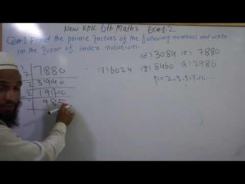 Lecture #4||New kpk class 6th maths||Ex#1.2||Question #1||Finding of prime factors||index ...