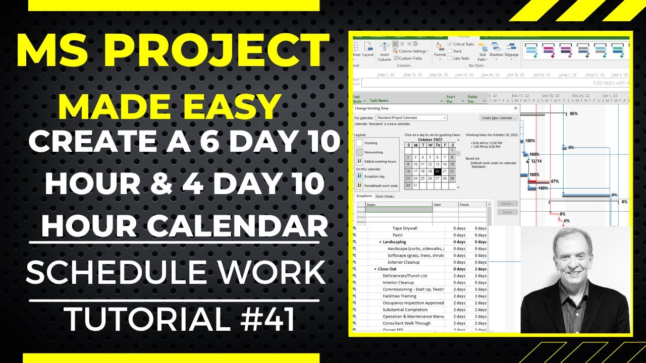 CREATE 6 DAY X 10 HOUR, & 4 DAY X 10 HOUR WORK CALENDARS IN MS PROJECT ...