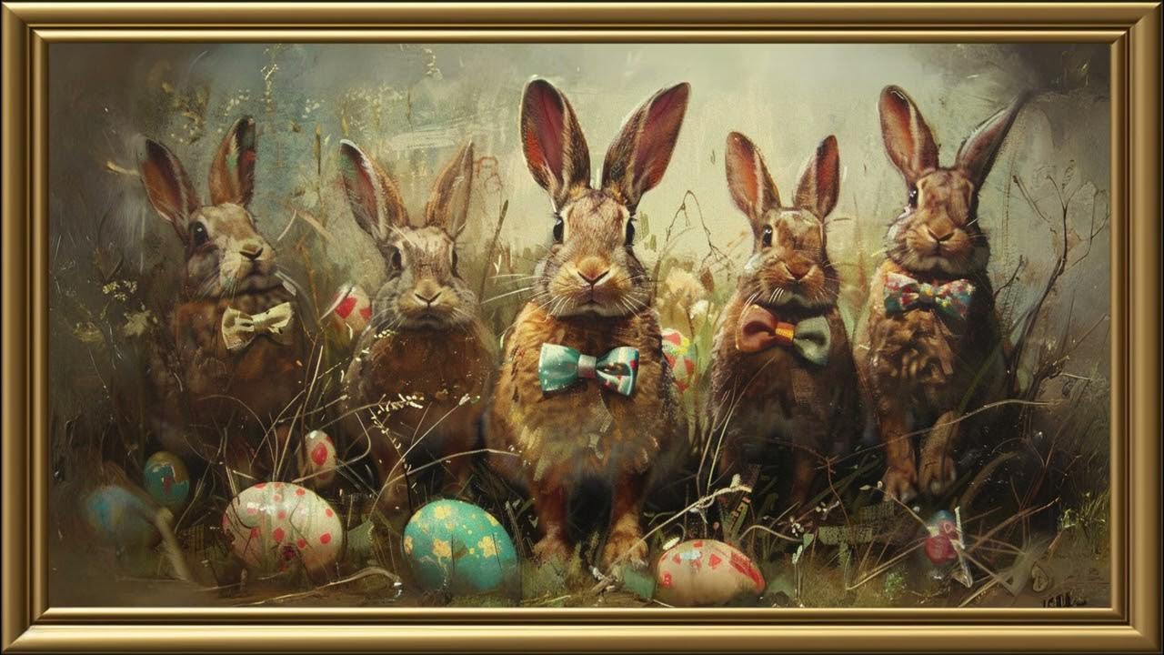 Vintage Easter Bunny Painting | Frame TV Art Screensaver for TV ...