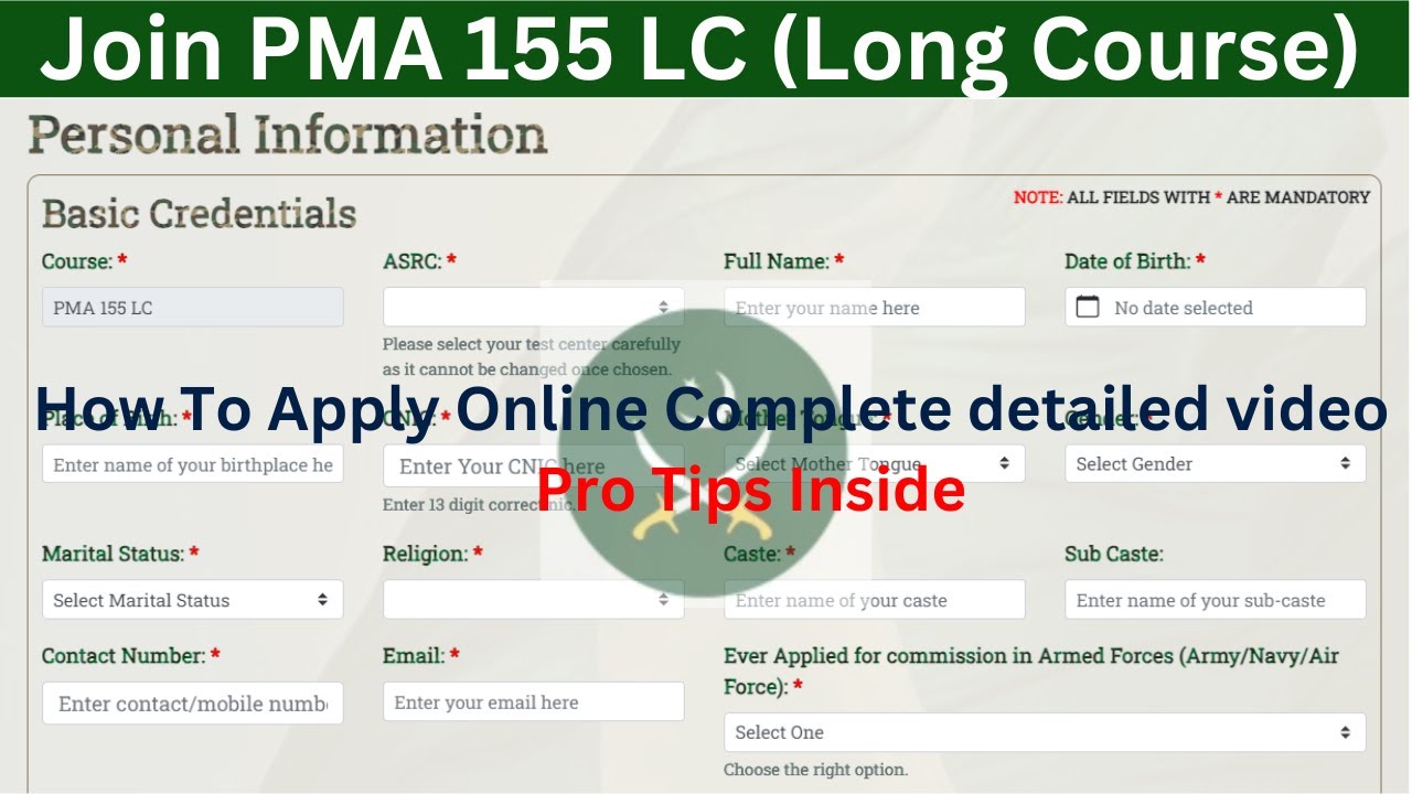 How to Apply Online for PMA 155 Long Course | Complete Detailed Guide + Pro Tips | Join Pak Army ...