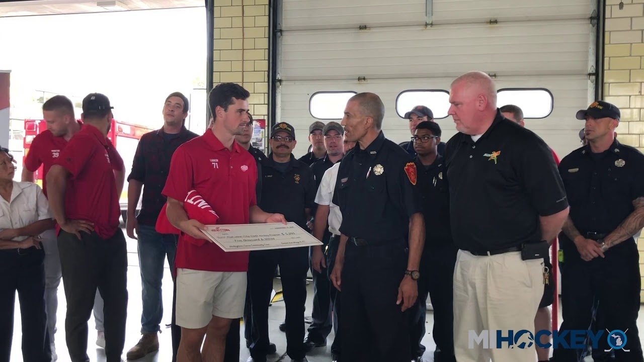 Red Wings visit Flint Fire Department - YouTube
