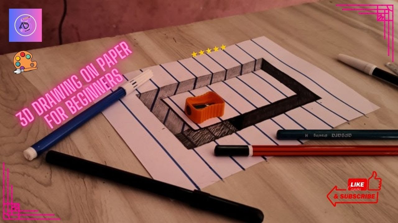 3d drawing on paper for beginners easy how to draw 3d art 🎨 - YouTube