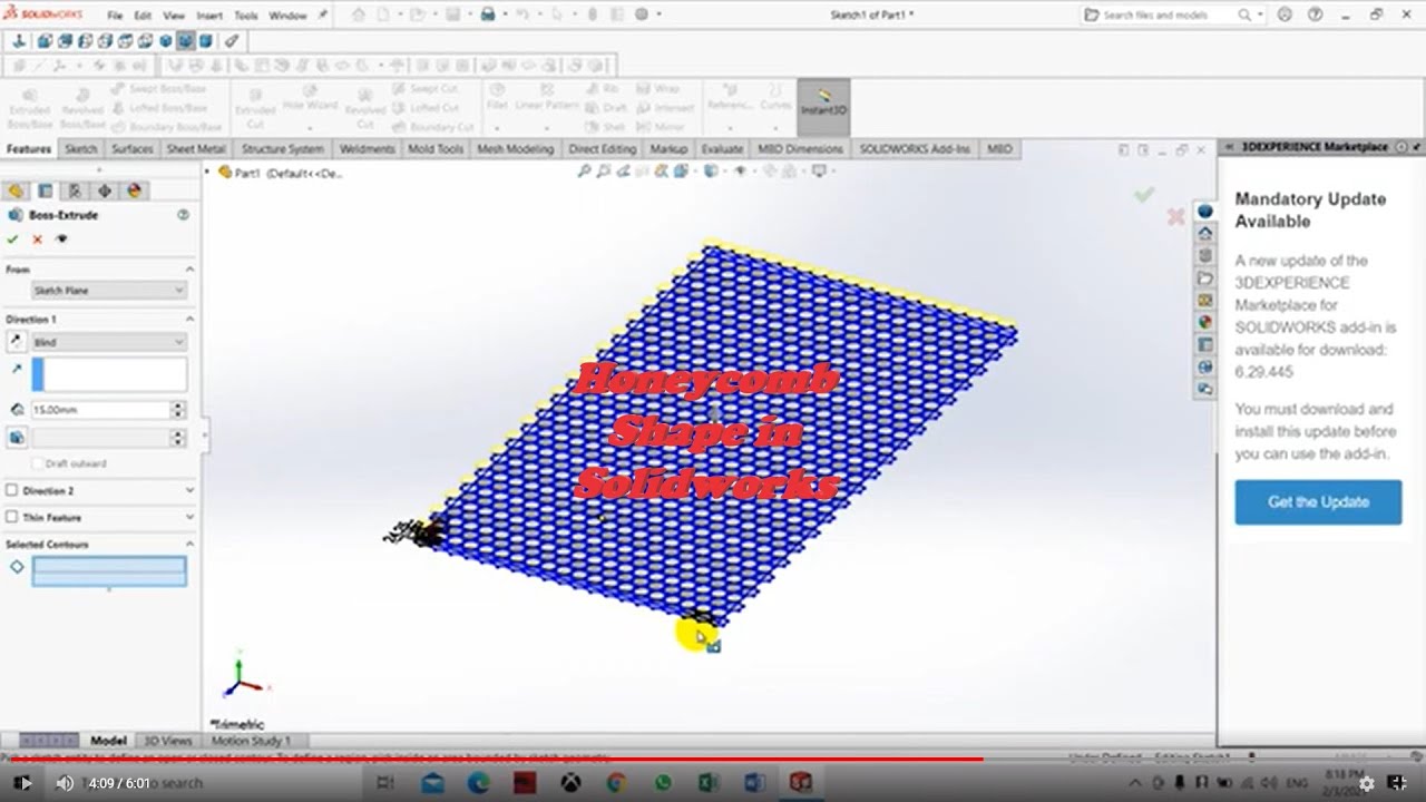 Honeycomb Shape in Solidworks - YouTube