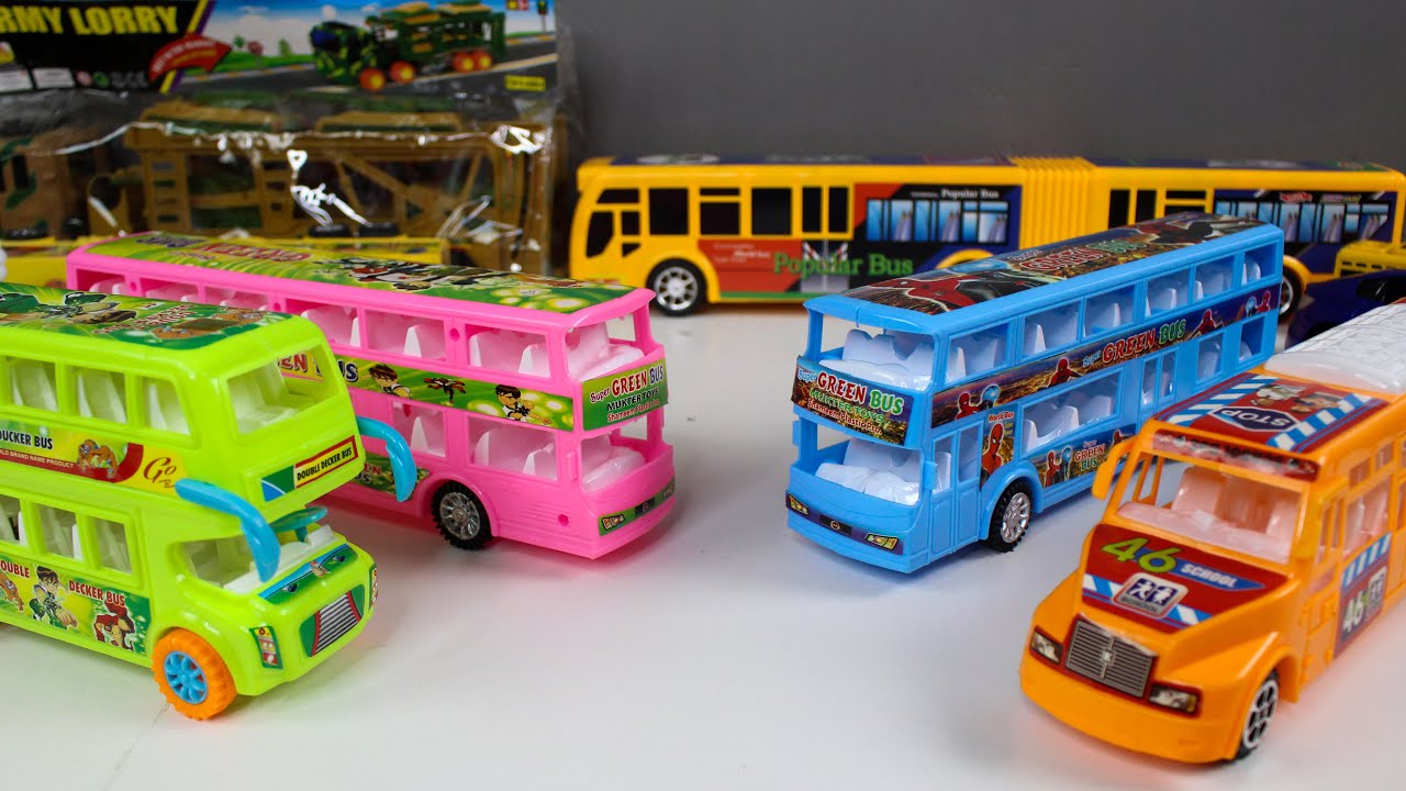 Lots of Bus Vehicles Toys Interesting Vehicles - YouTube