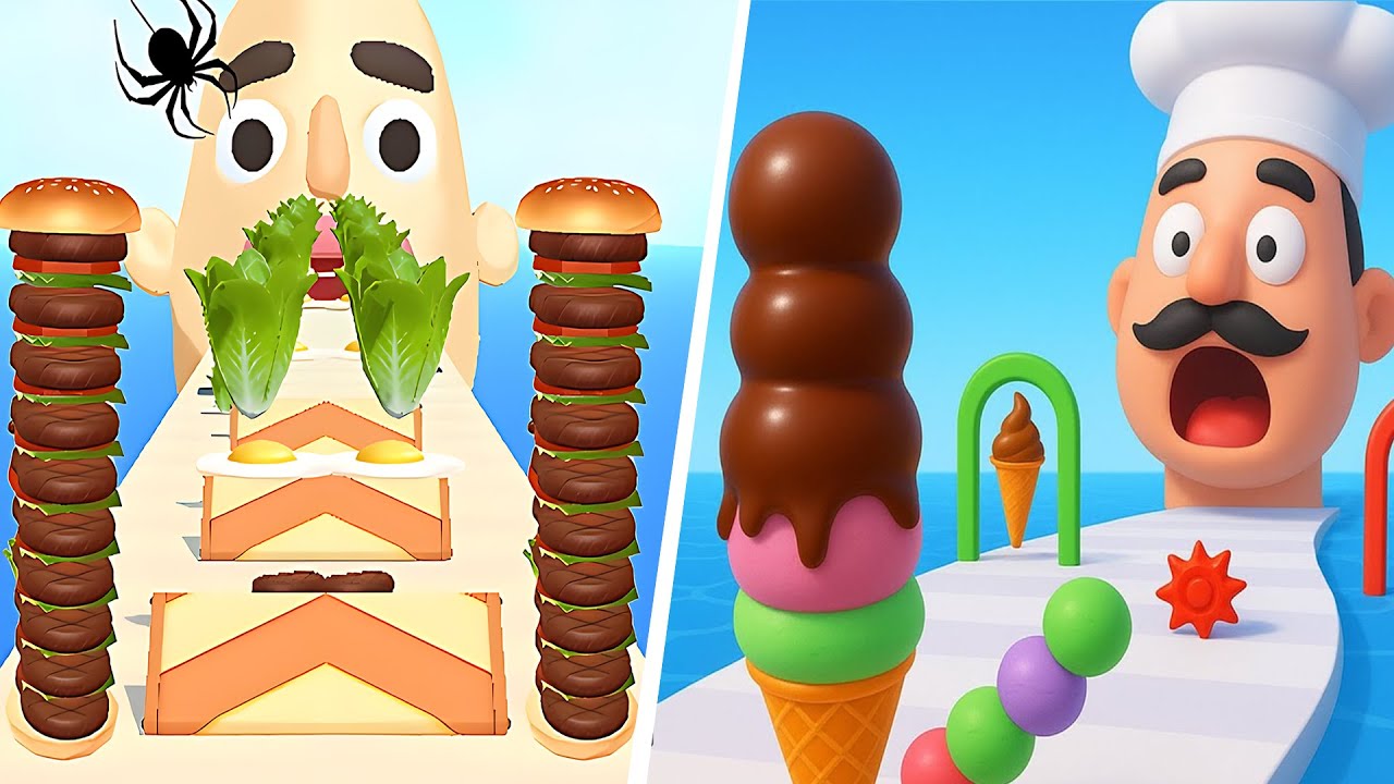 Sandwich Runner 🆚 Stacky Ice Cream Runner🌻🧿🌺🌈Max Levels Walkthrough Android IOS Update Gameplay ...