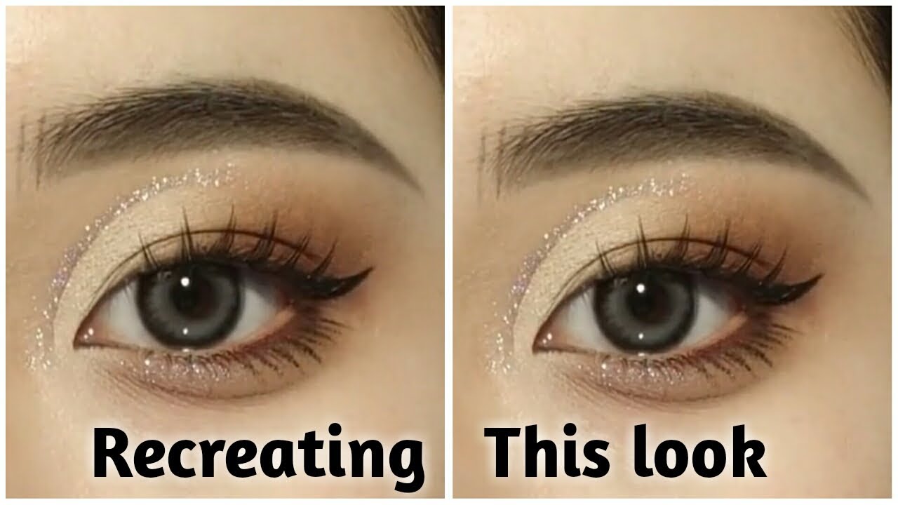 Korean Eye Makeup Tutorial | Korean Glitter eye makeup tutorial | Touch up - YouTube