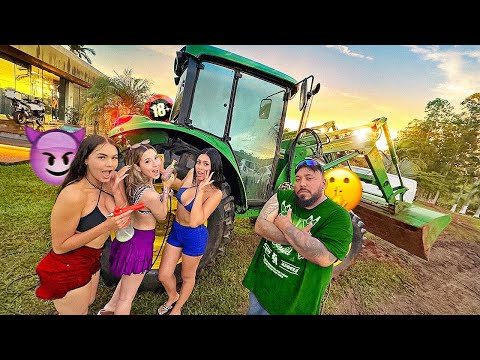 LEVEI 3 GAROTAS LAVAR O TRATOR DO REI DO GADO !!!