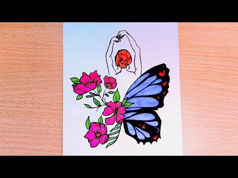 A girl in love drawing || aşk çizimi hissediyorum || رسم احساس الحب