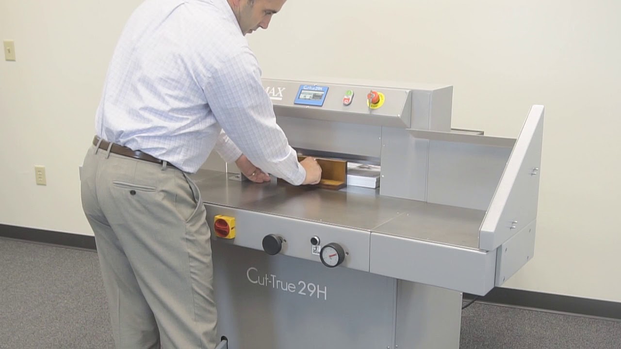 Formax Cut-True 29A 20.5" Electric Programmable Guillotine Cutter - YouTube