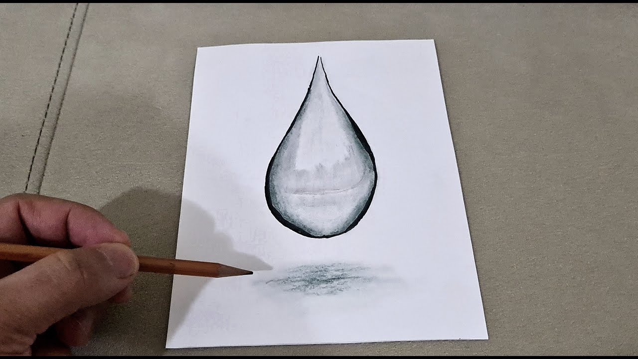 how to draw drop 3d on paper - YouTube