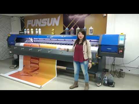 funsun 3.2m eco solvent printer - YouTube