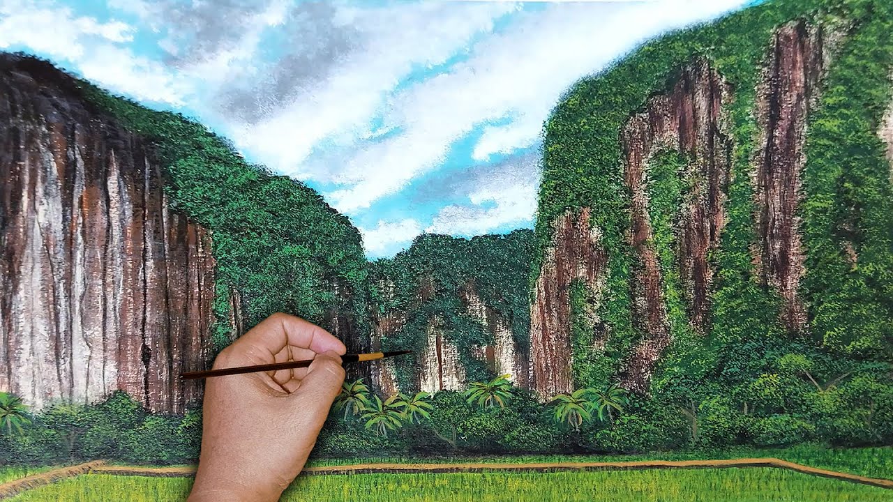 3 THE BEST How to Paint Cliff Beautiful Scenery Tutorial for Beginners ...