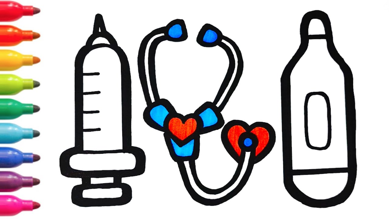 MEDICAL DEVICE, DOCTOR SET Drawing and Coloring for Kids and Toddlers ...