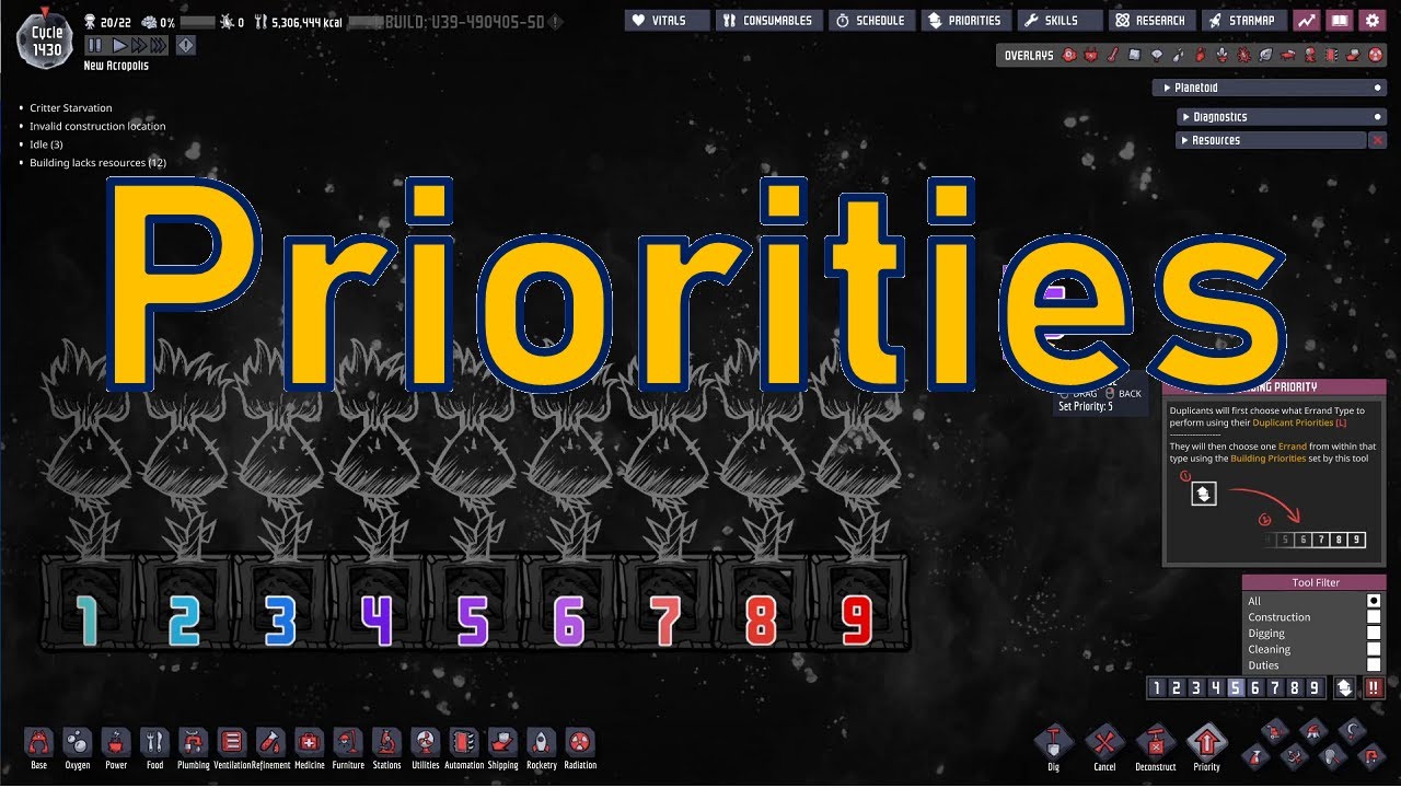 Oxygen Not Included - Tutorial Bites - Priorities - YouTube