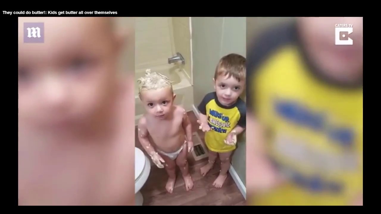 Two Tots Spread Butter On Themselves To Make Pancakes - YouTube