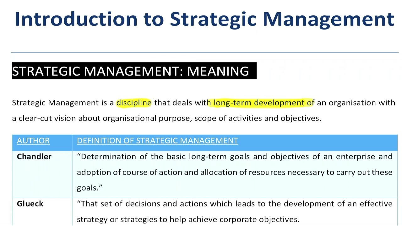 Strategic Management | Chapter 2 | Lec 1 | Introduction to Strategic ...