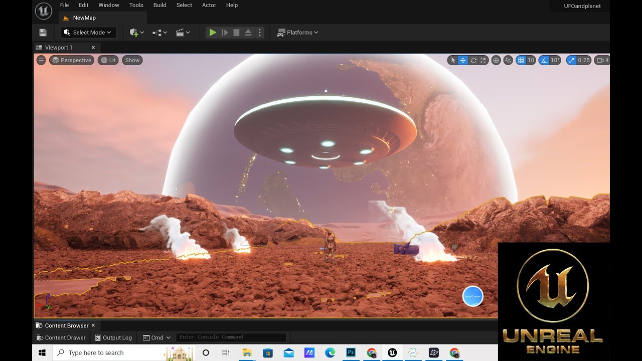 My Unreal Engine 5 homework in 29days：UFO animation and planet !我学习虚幻五第 ...