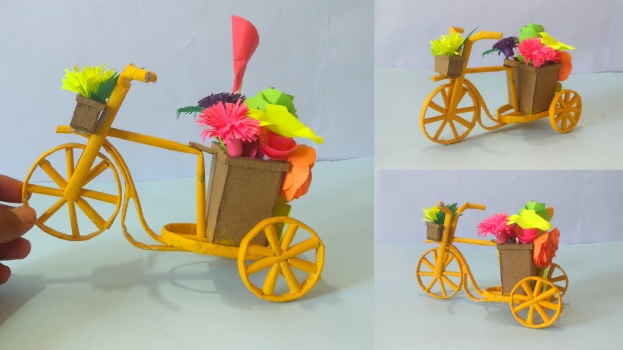 how to make a show pice bicycle at home with waste papers and cardboard ...
