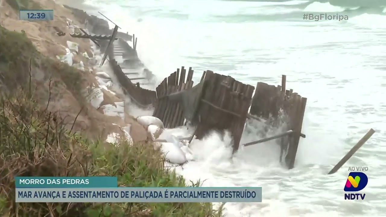 Morro Das Pedras Mar Avança E Assentamento De Paliçada é Parcialmente