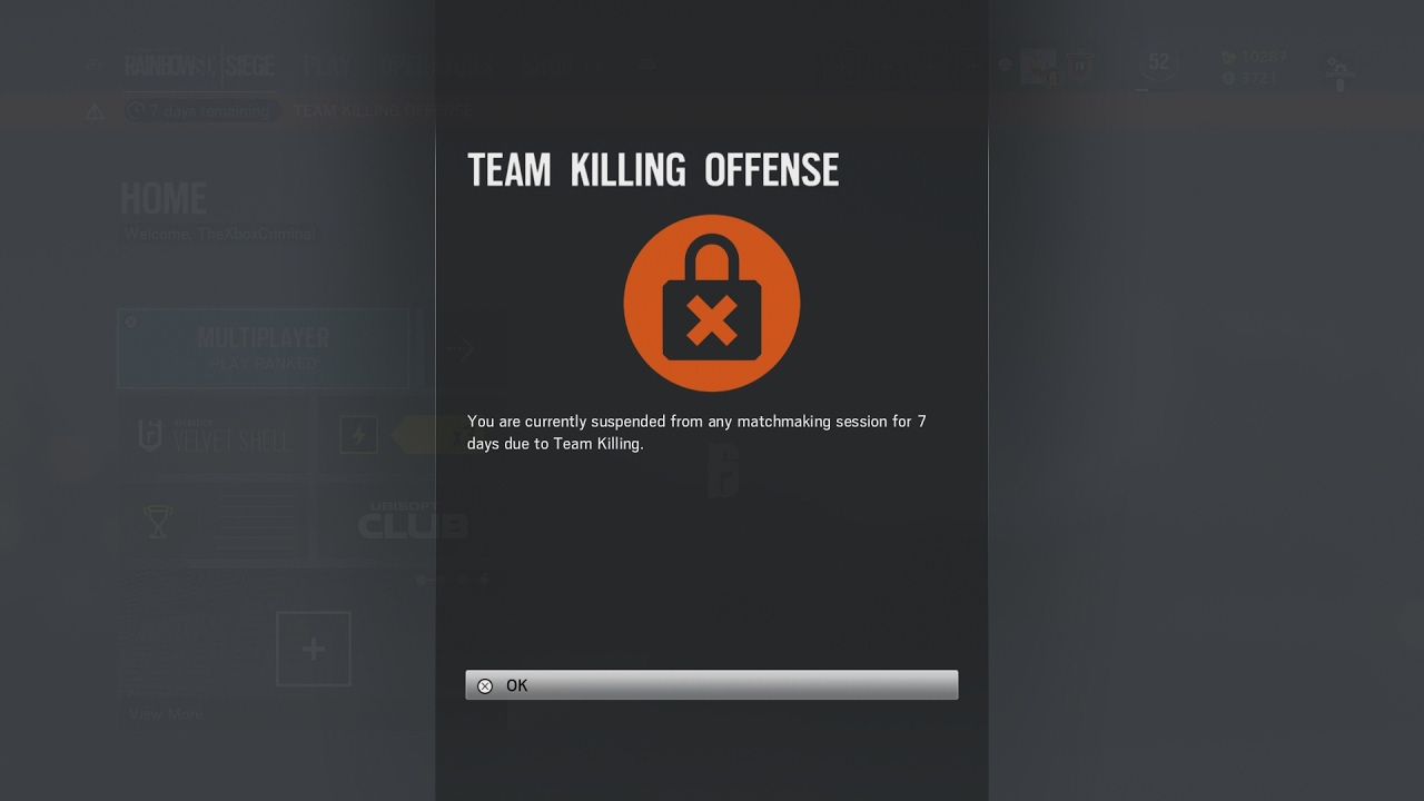 1 Week Ban On Rainbow Six Siege - YouTube