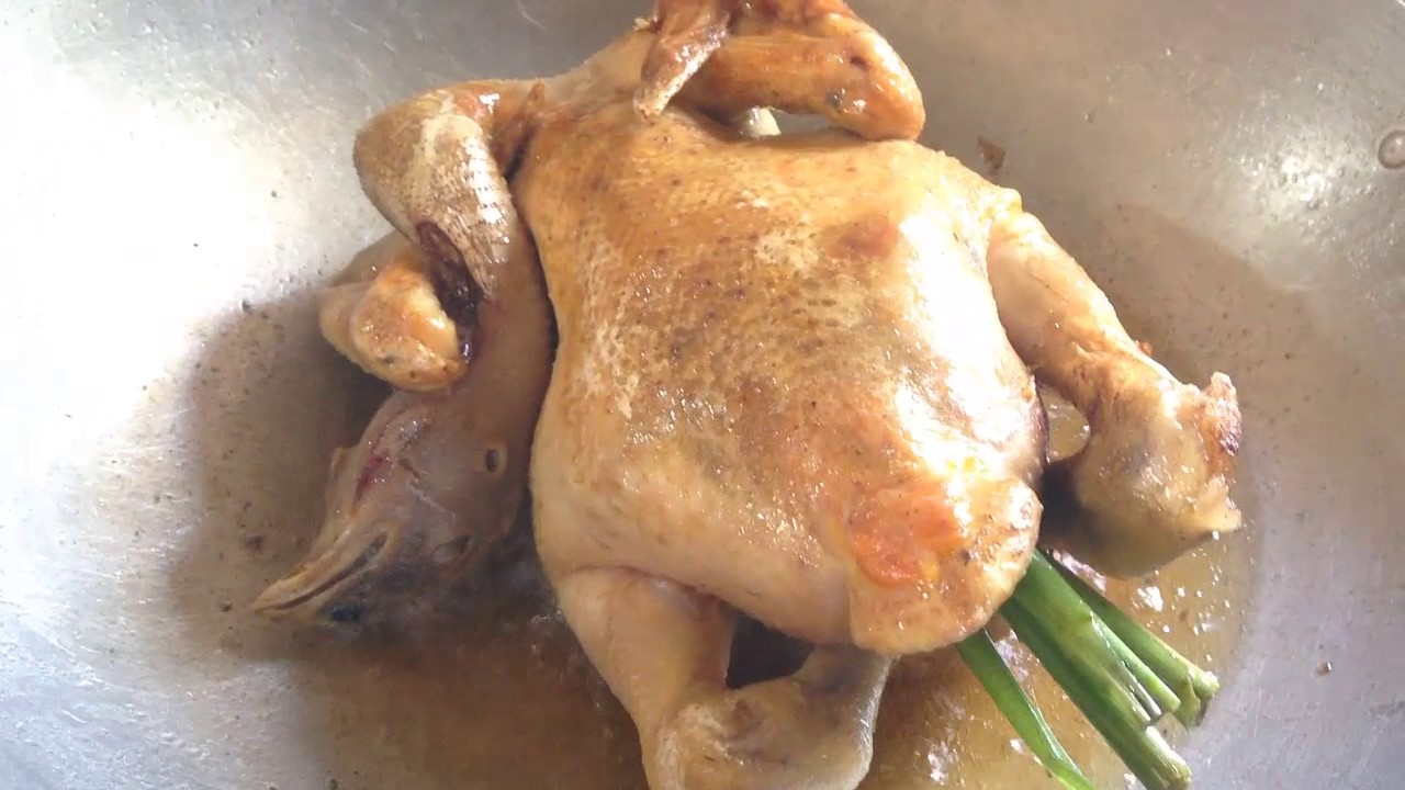 Khmer cooking in my village, How to cook Grilled chicken leaves ...