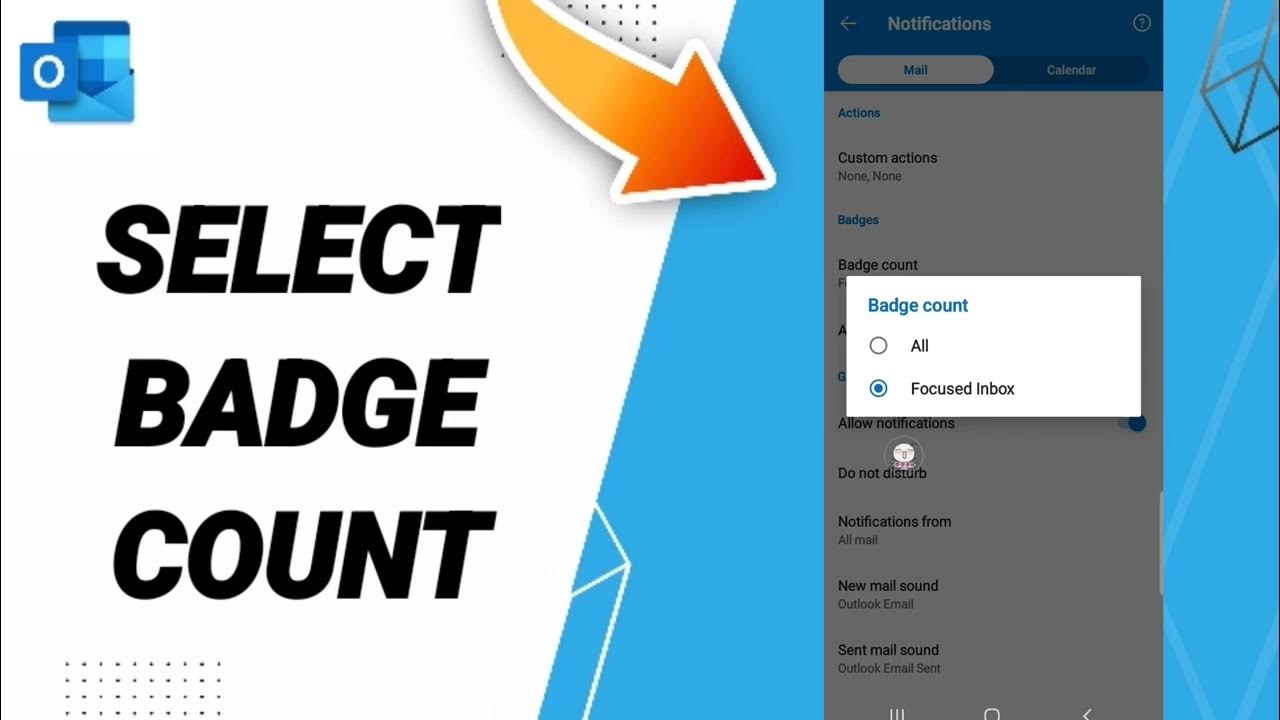 How To Select Badge Count On Outlook App - YouTube