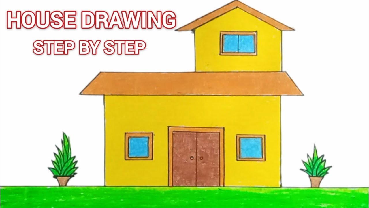 How to draw House 🏘️ | घर कैसे बनाएं | Draw house step by step | Ghar ...
