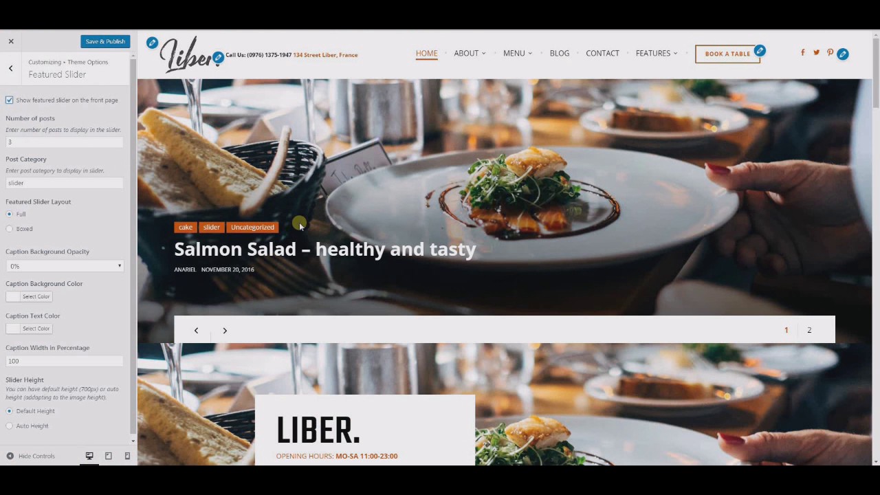 Liber Restaurant & Bar WordPress Theme - Customizer - YouTube