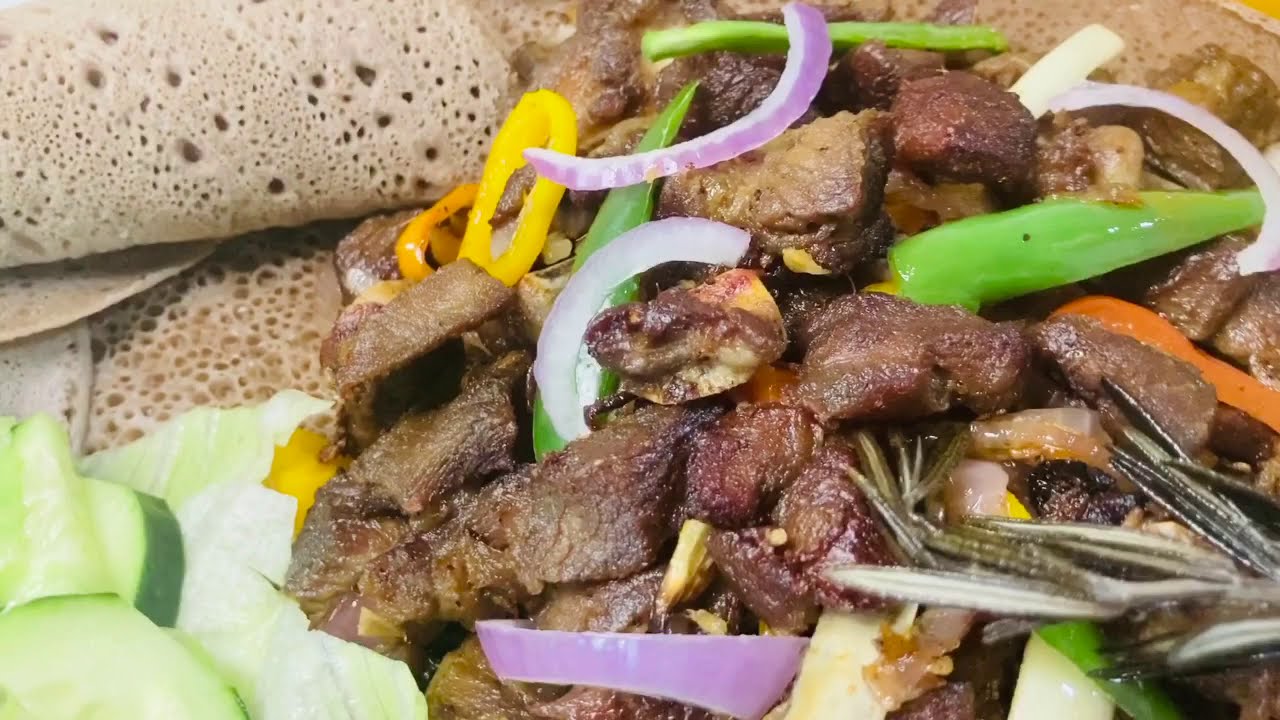 How To Make Ethiopian Food Goat Meat Tibs Recipe - YouTube