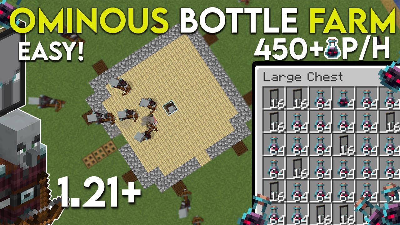 Minecraft EASIEST Ominous Bottle Farm 1.21 - 450+ Bottle Per Hour - YouTube