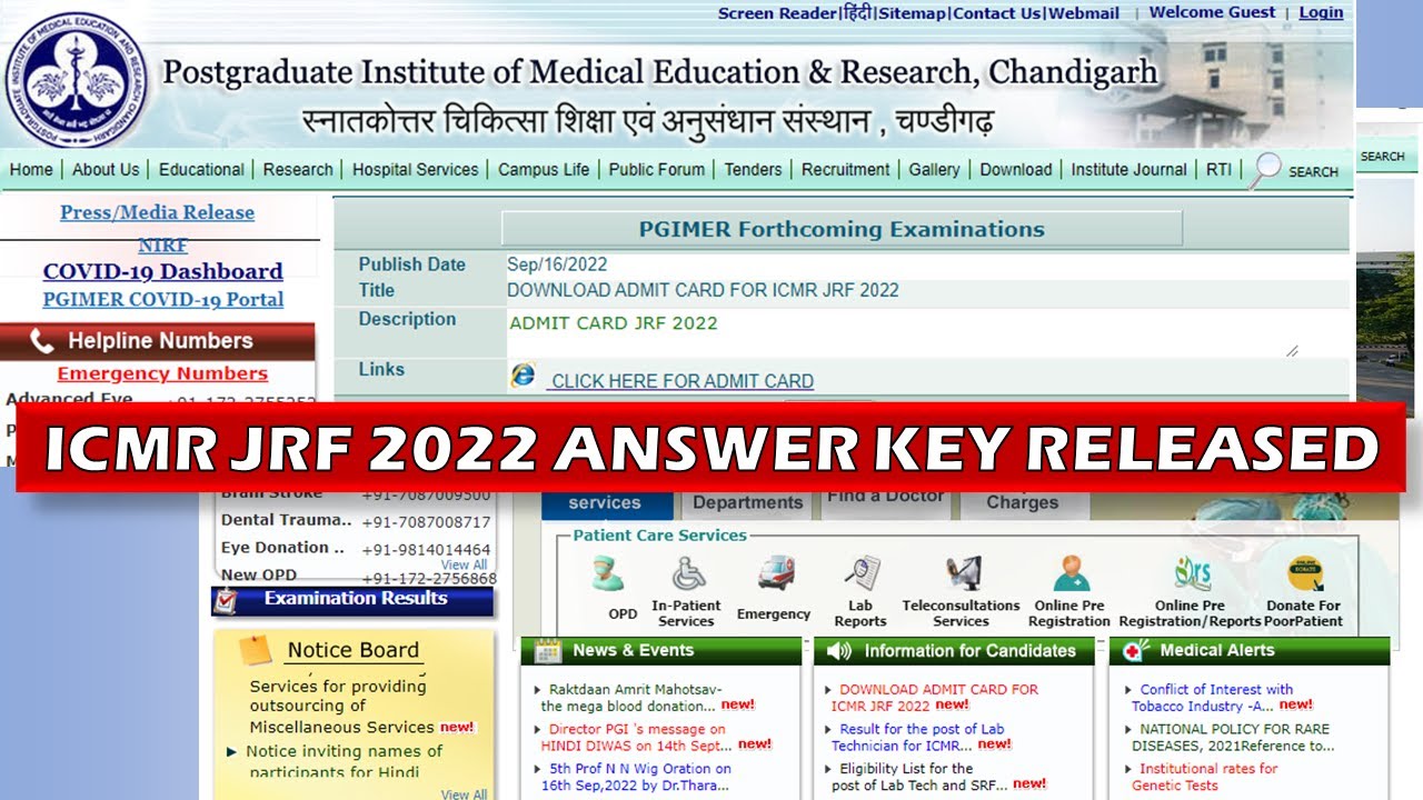ICMR JRF 2022 Answer Key released || ICMR JRF 2022 EXAM UPDATE # ...