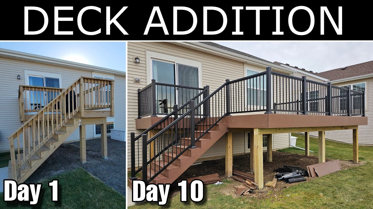 Building an Addition to Existing Deck in 10 Days | DIY Step by Step ...