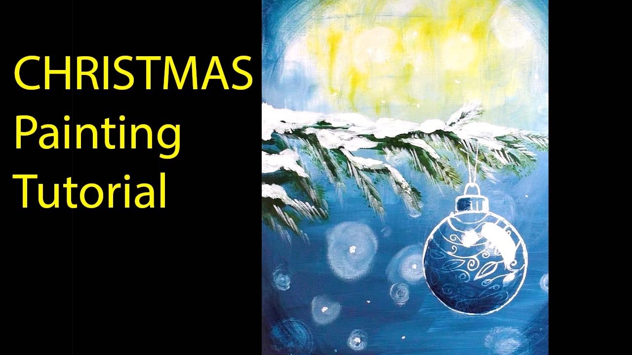 CHRISTMAS Painting / Snow branch / Painting Tutorial for beginners ...