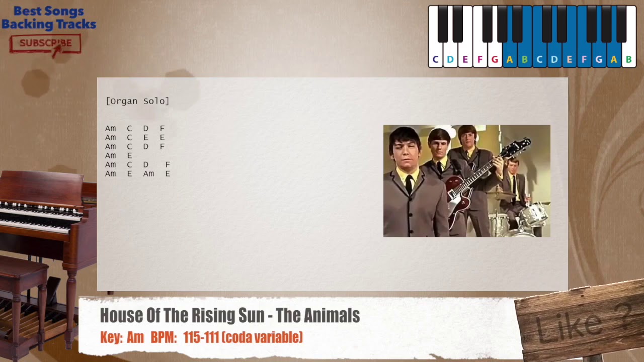 🎹 House Of The Rising Sun - The Animals Piano Backing Track with chords ...