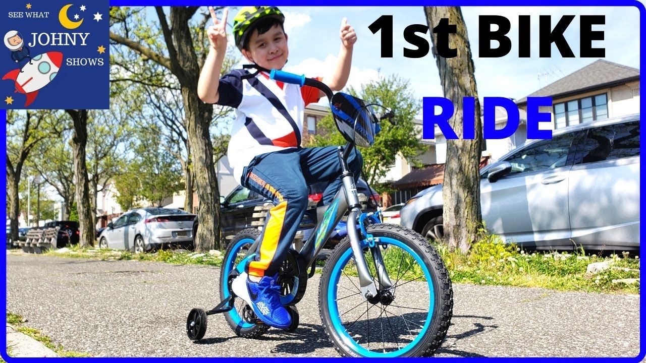 Johny Shows Learning How To Ride A Bike For Kids First Bike Ride - YouTube