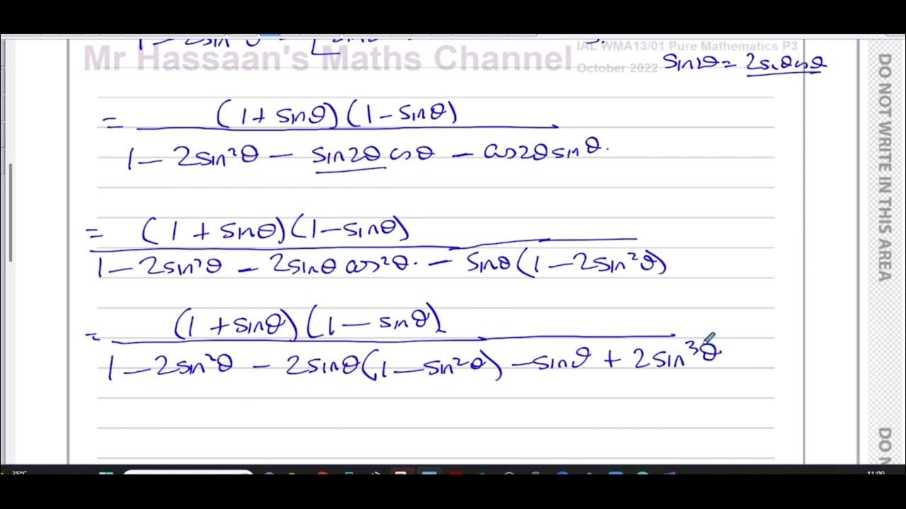 WMA13/01, IAL, (Edexcel), P3, October 2022, Q9, Trig Identities, Proof ...